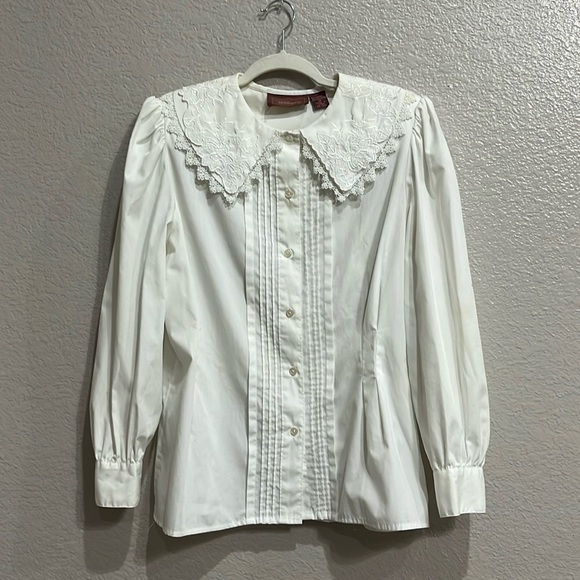 Worthington | Tops | Vintage Womens Worthington Blouse Puff Sleeve Lace ...